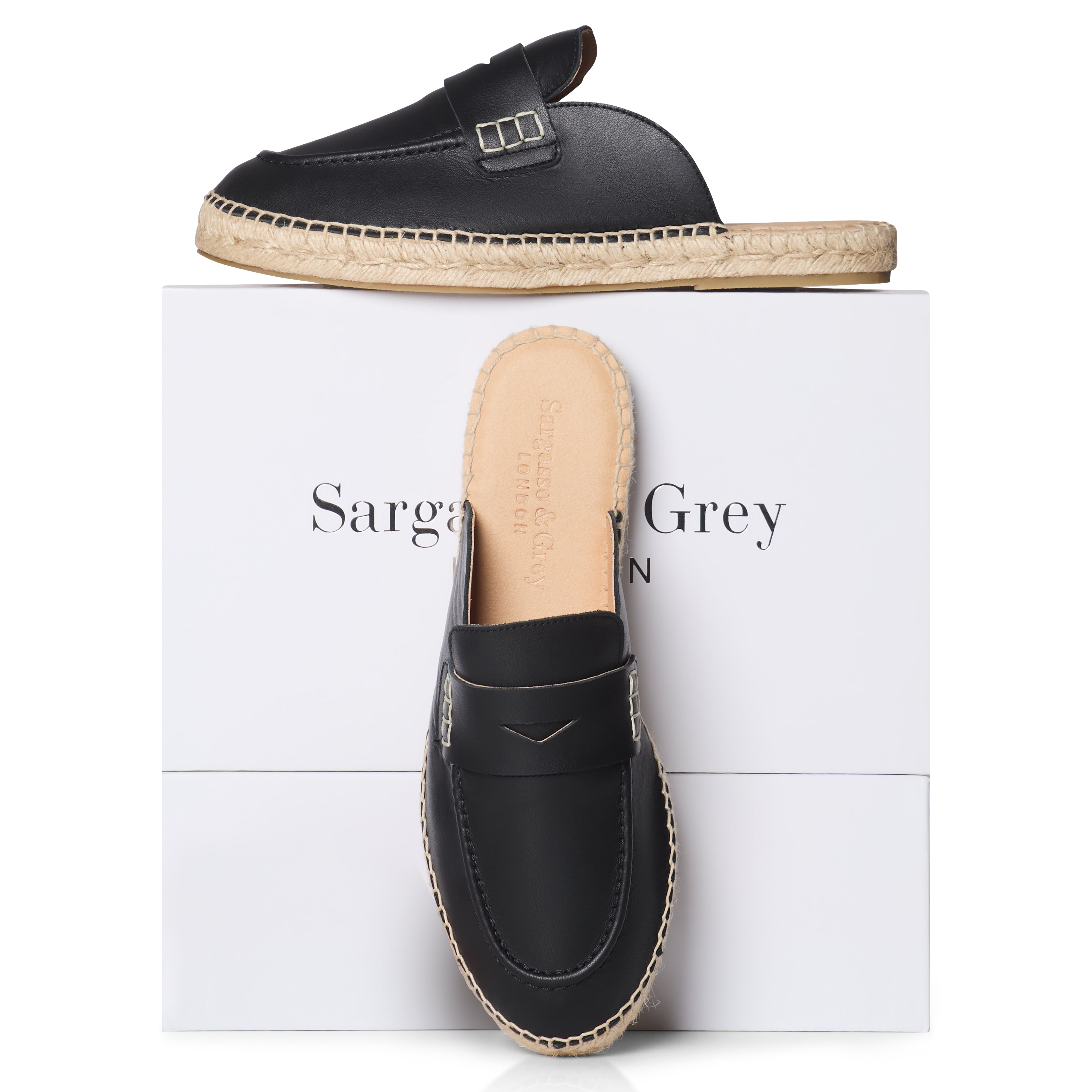 Wide Width Espadrille Loafers Sliders - Black Leather – Sargasso and ...