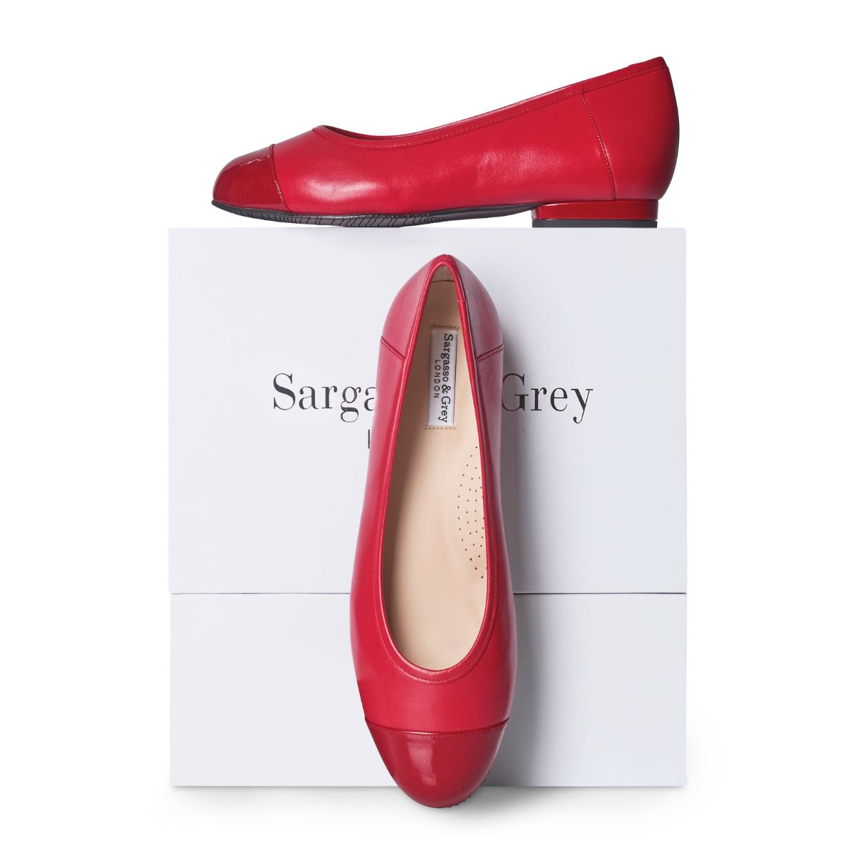 Wide Width Red Leather Ballet Flats – Sargasso and Grey