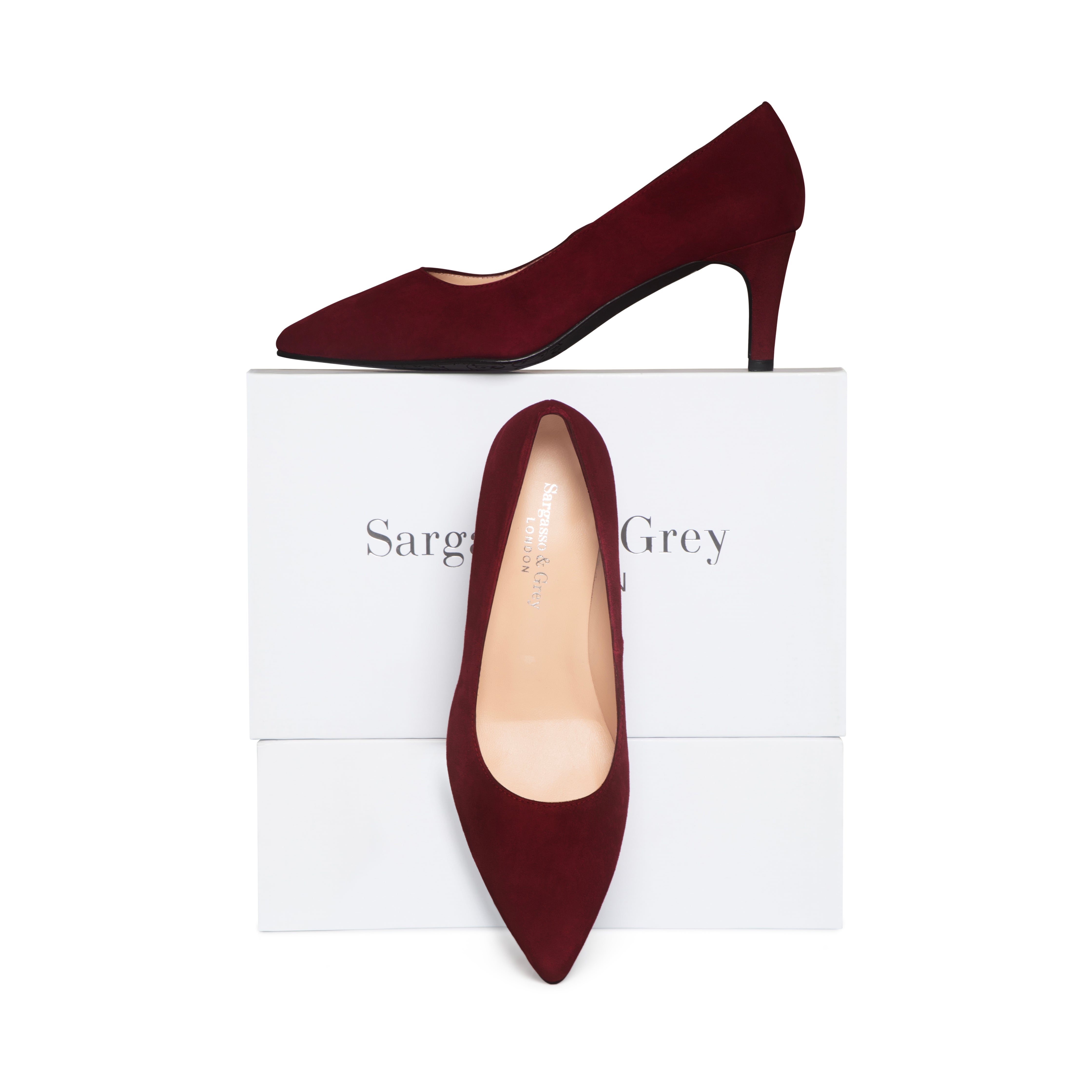 Wide Width Burgundy Suede Pumps – Sargasso and Grey
