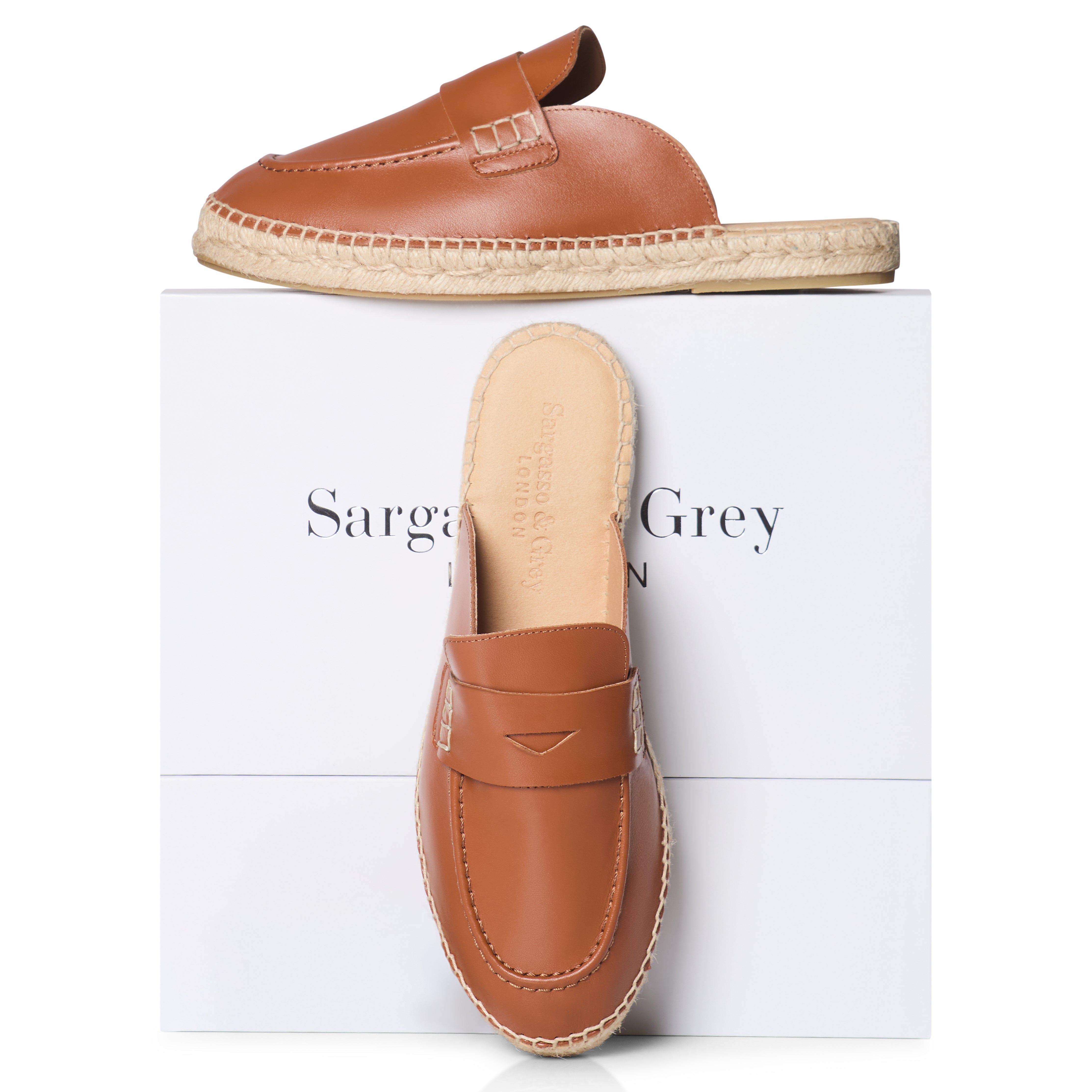 Wide Width Espadrille Loafer Sliders - Tan leather – Sargasso and Grey USA